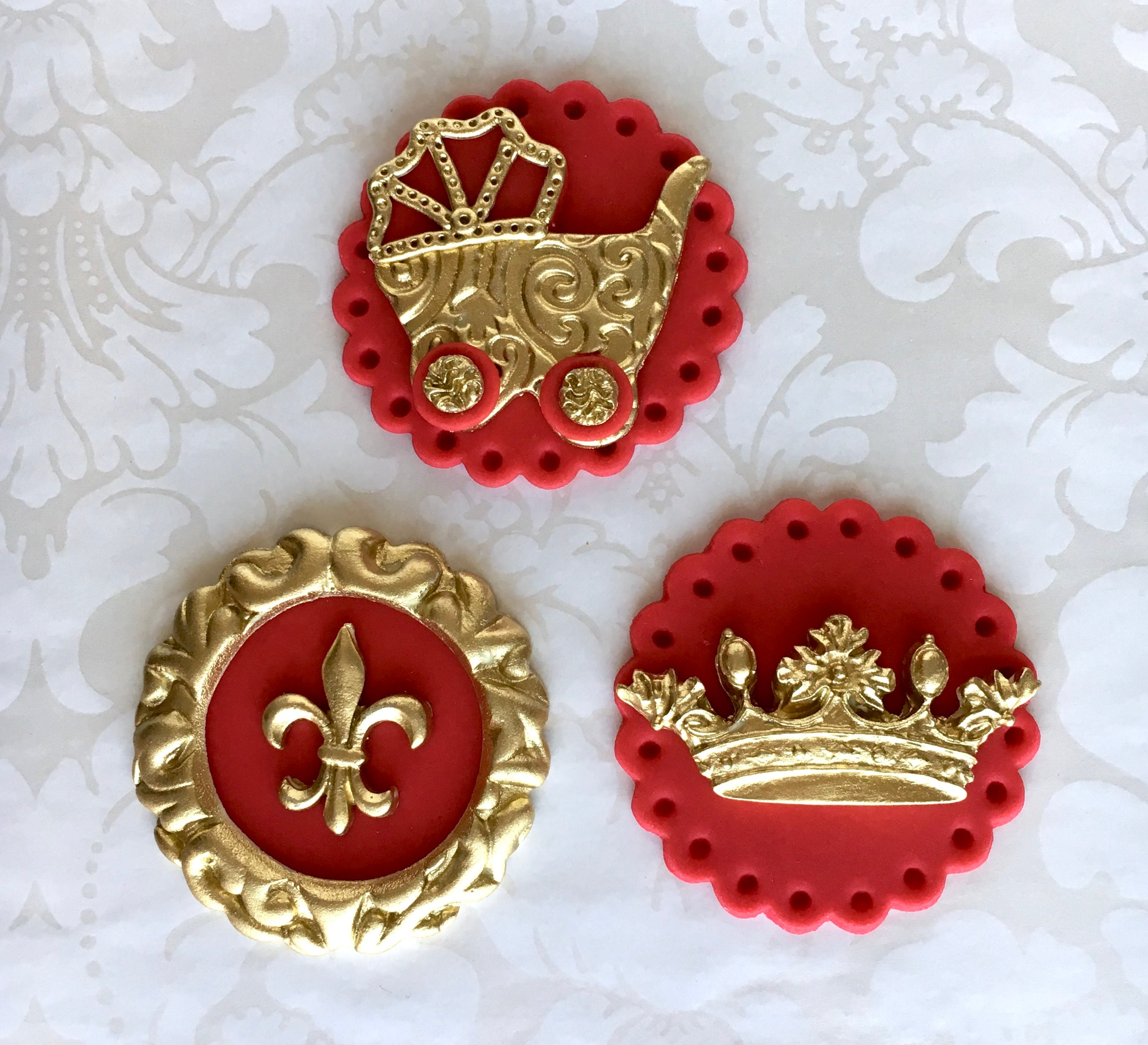 Red and Gold Prince Baby Shower. Red and Gold Cupcake Toppers. Royal ...
