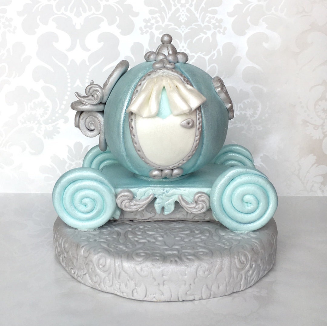 Princess Cake Topper. Cinderella Carriage Cake Topper. Fondant Princess ...