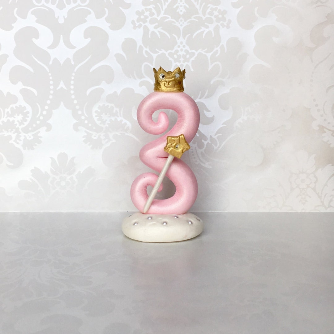 Fondant Age Number Cake Topper. 3rd Birthday Cake Topper. Princess ...