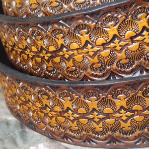 Hand Tooled Leather Belt -- Custom Made 1 1/2" Leather Custom Belt ...