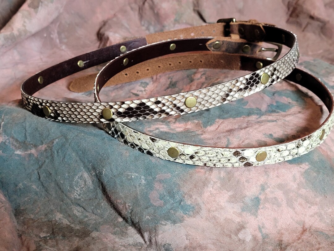 Snakeskin and Distressed Crazy Horse Buffalo Hatband -- Cowboy Western ...