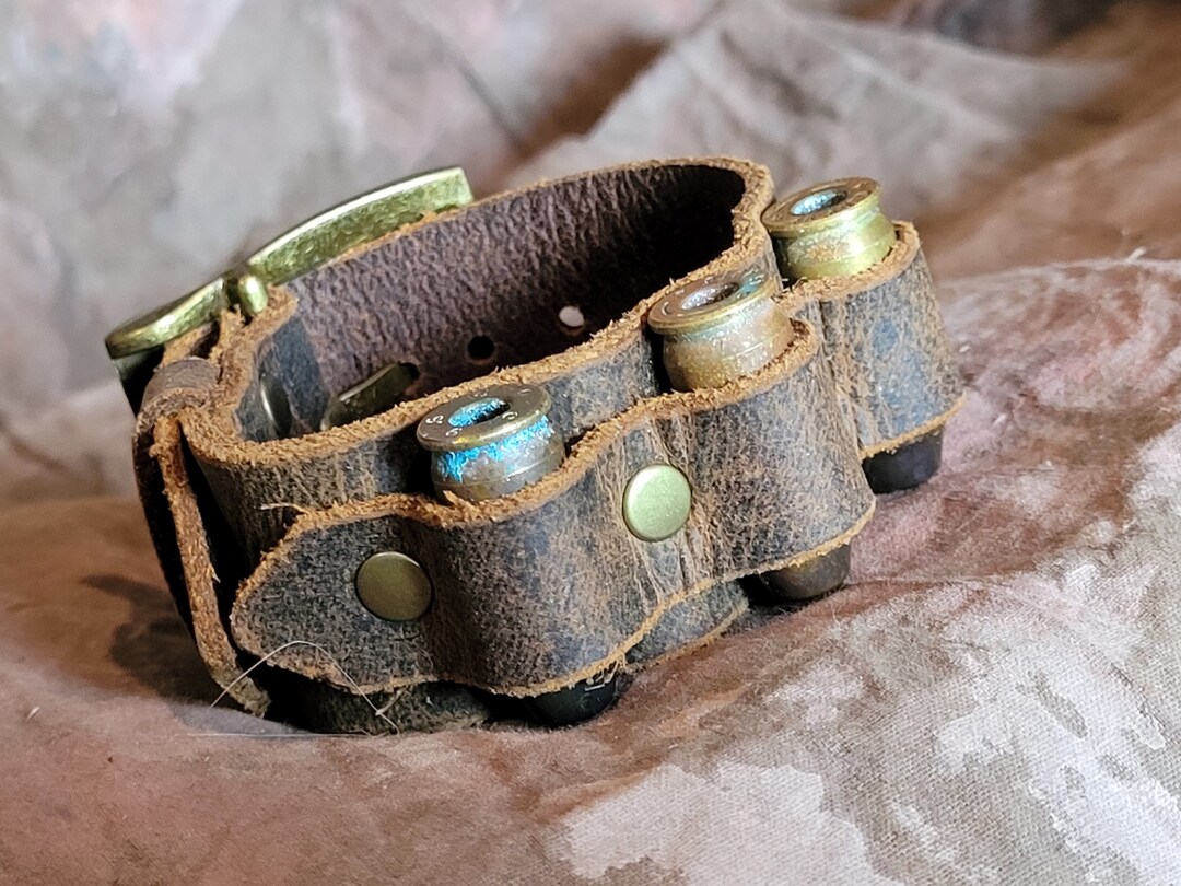 Bandolier Bullet Loop Wristband -- Distressed Crazy Horse -- Leather ...