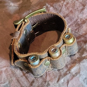 Bandolier Bullet Loop Wristband Distressed Crazy Horse Leather Jewelry ...