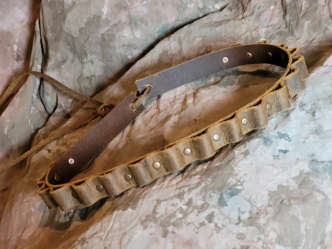 Crazy Horse Leather Bandolier Tie Back Hat Band - Cowboy Fedora Outback ...