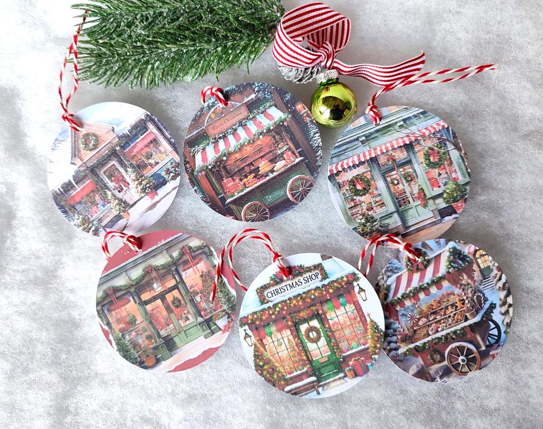 6 Round Christmas Shop Tags, 6 Designs, Christmas Gift Tags - Etsy