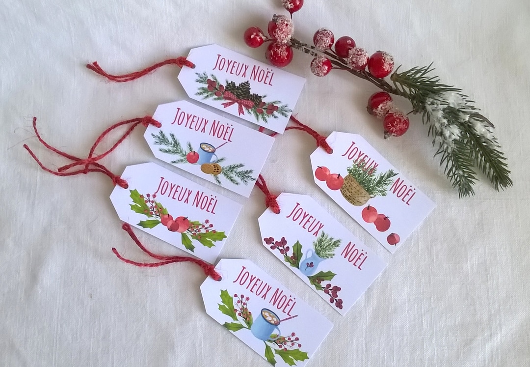 Christmas Labels 6 Christmas Motif Labels Watercolor - Etsy