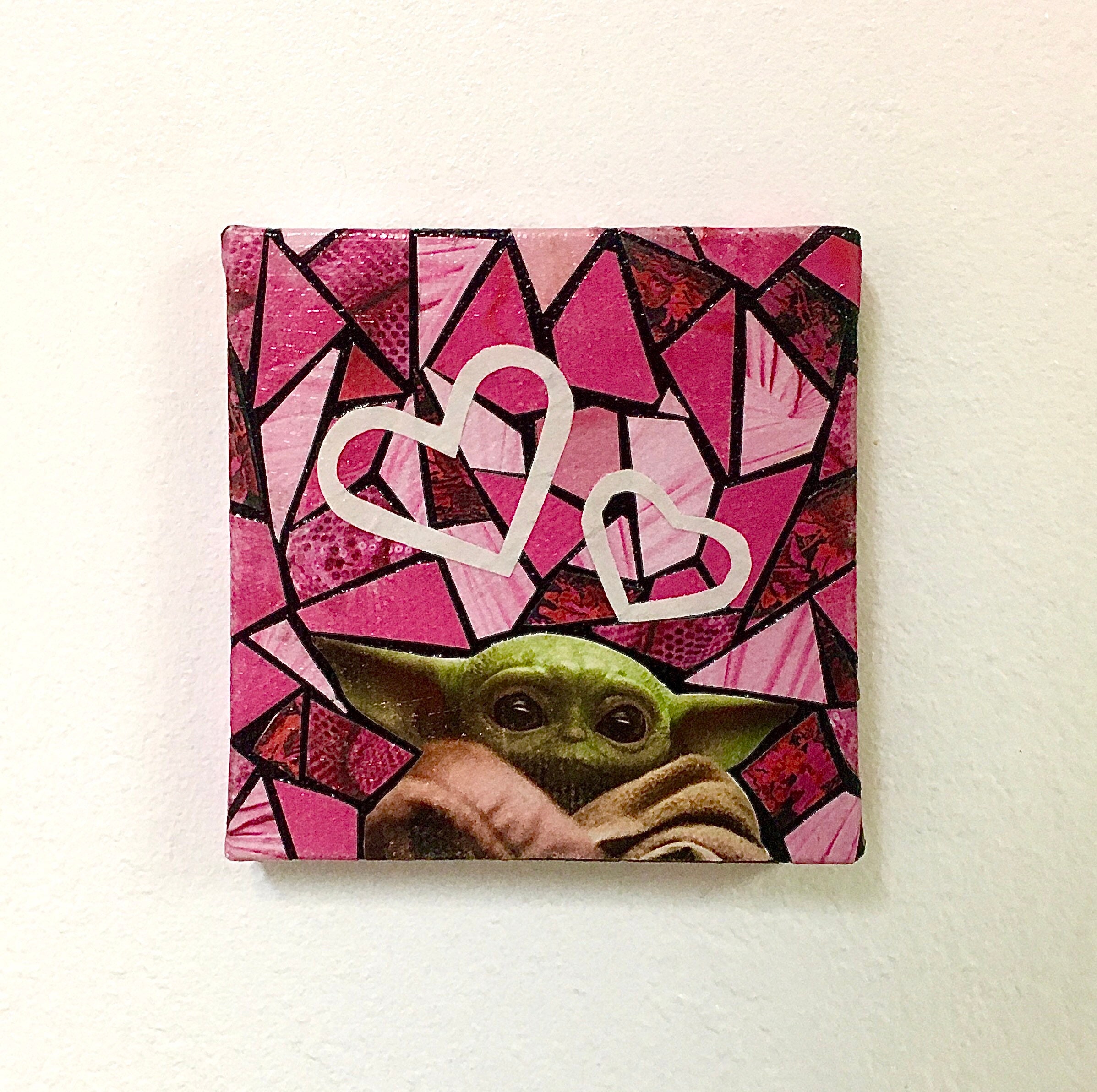 Baby Yoda Pink Mosaic Paper Collage - Etsy