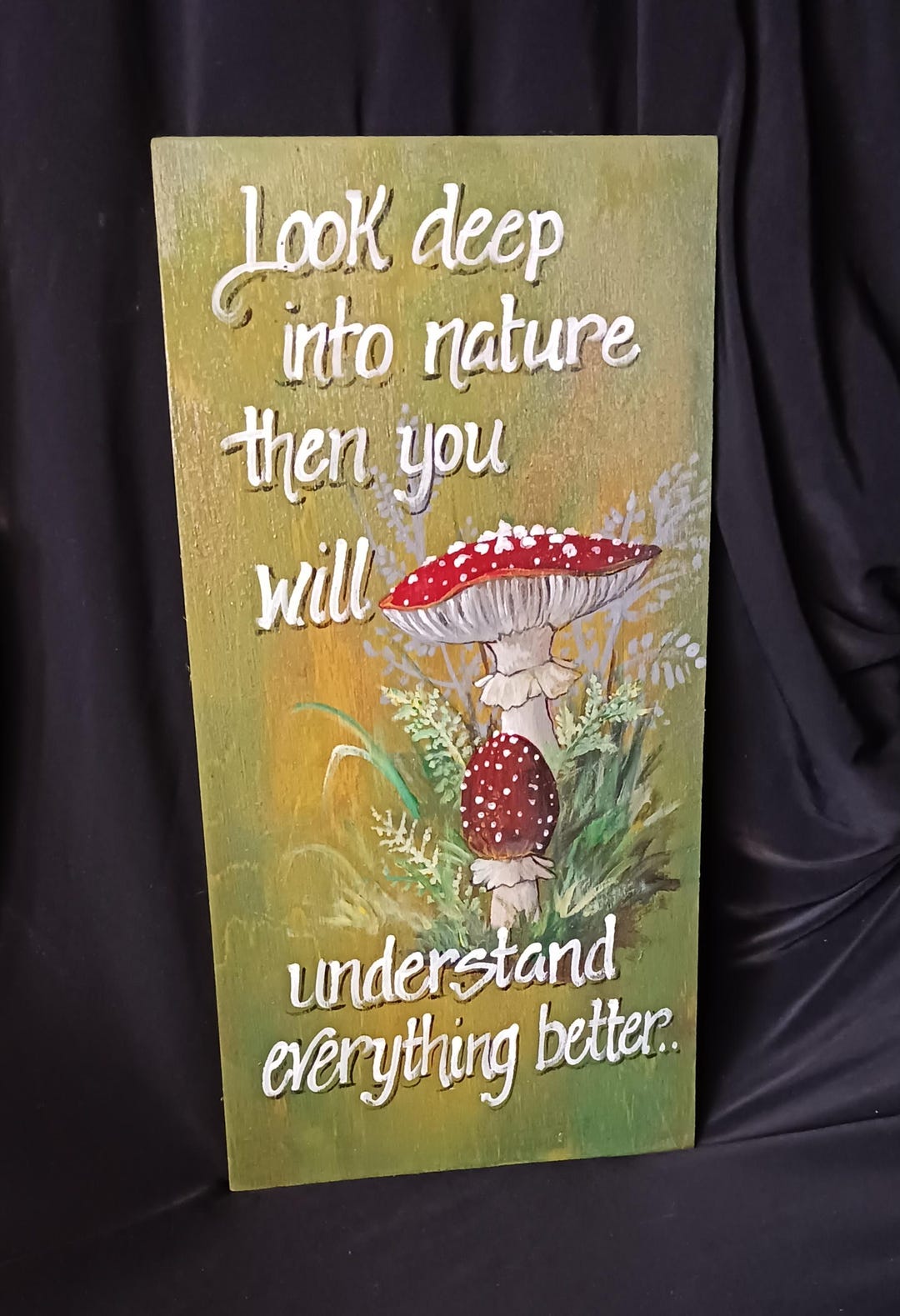 Handpainted 6x13 Inch Mushroom Painting Done on Luan Board With ...
