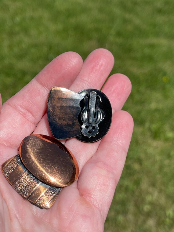 Vintage 80s Copper Abstract Pop Art Geometric Pin Bro… - Gem