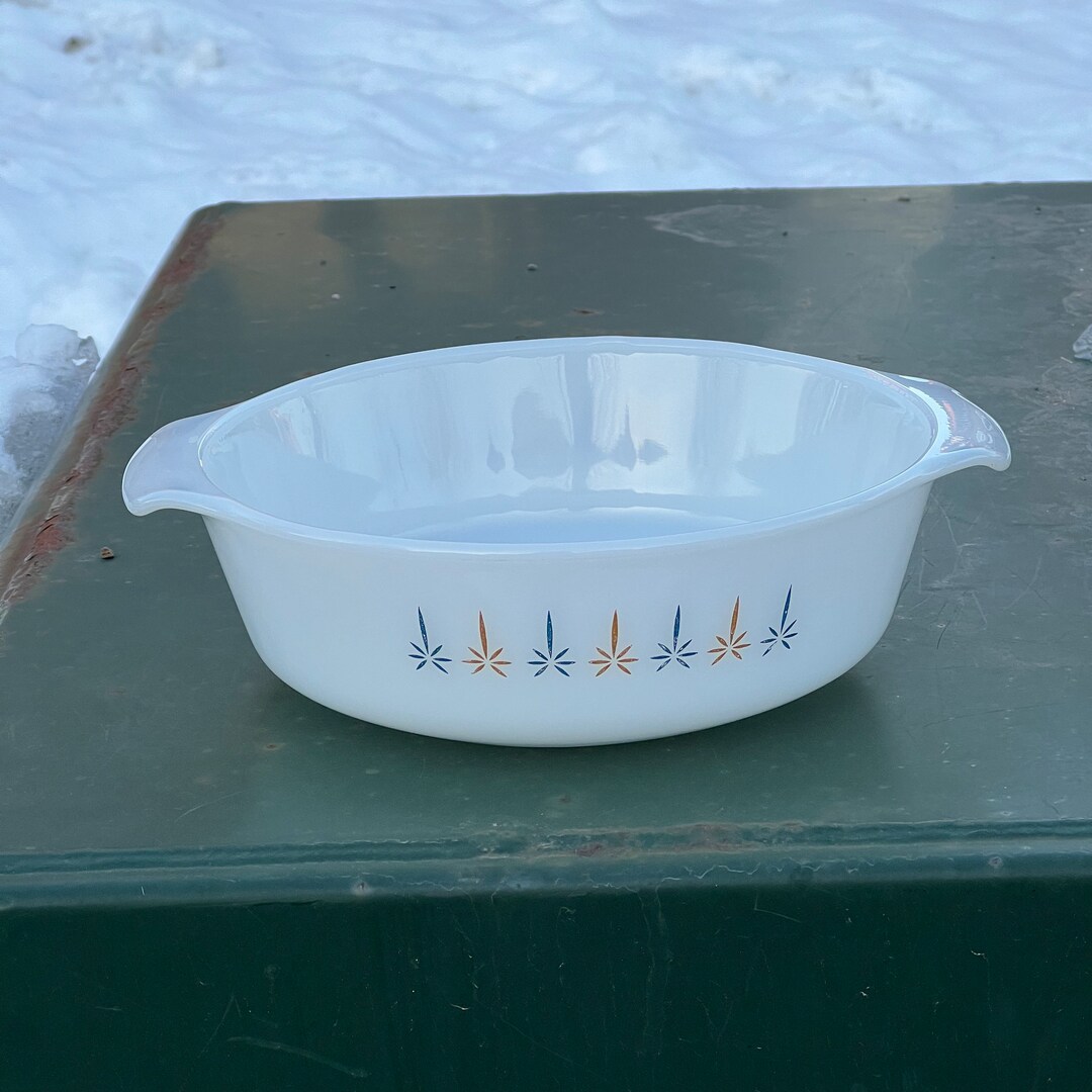 Vintage Anchor Hocking Fire King Candle Glow Round Casserole Dish / Round Anchor Hocking Fire ...