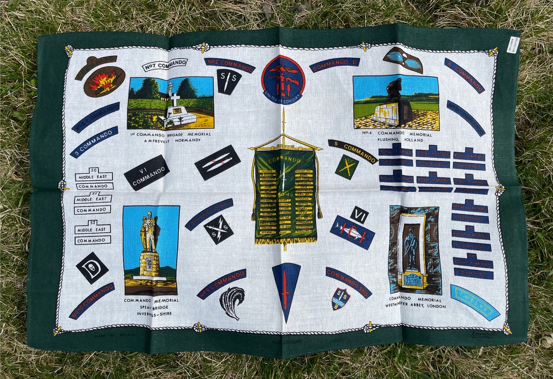 Vintage Commando Memorial Souvenir Tea Towel / Hanging Kitchen Towel ...