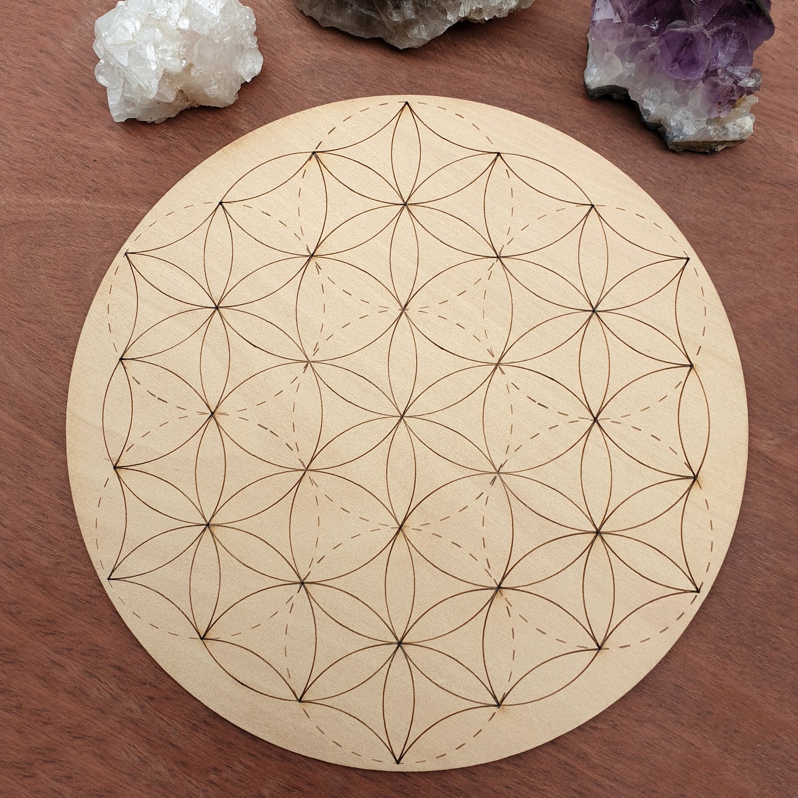 Seed of Life Crystal Grid // Laser Engraved Sacred Geometry | Etsy