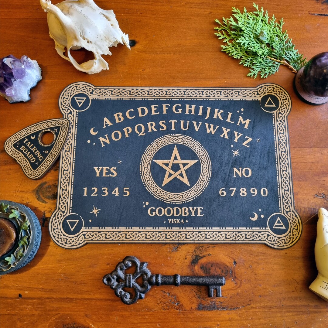 Pentagram Spirit Board & Planchette Set: Laser Engraved Plywood Ouija ...