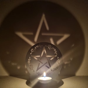 Pentagram Tea Light Holder // Laser Cut Shadow Candle Holder ...