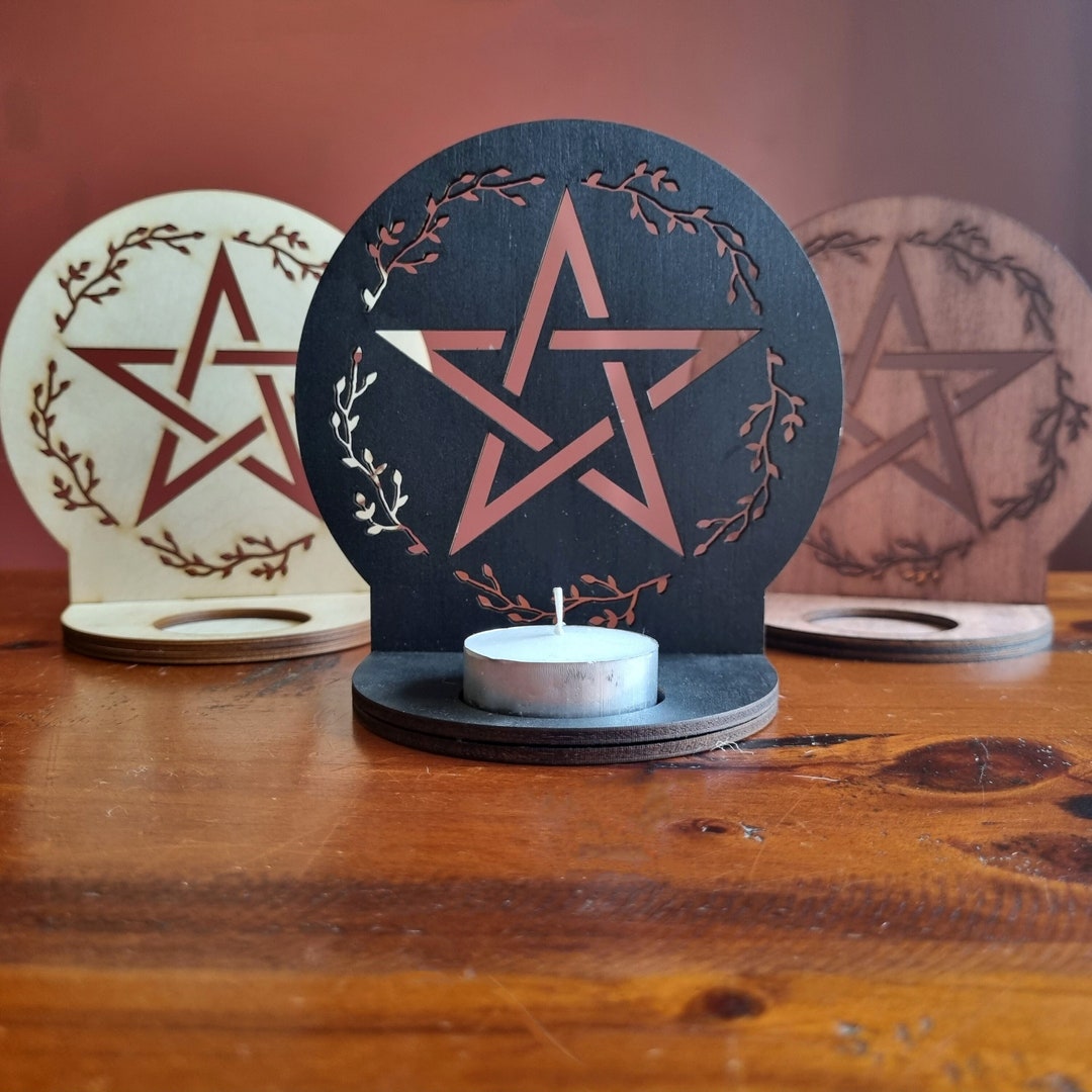 Pentagram Tea Light Holder // Laser Cut Shadow Candle Holder ...