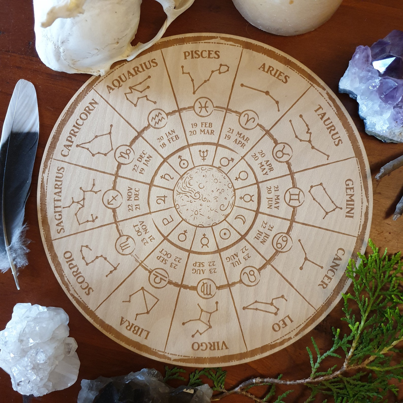Zodiac Wheel Board // Astrology Guide // Magickal Decor - Etsy Canada