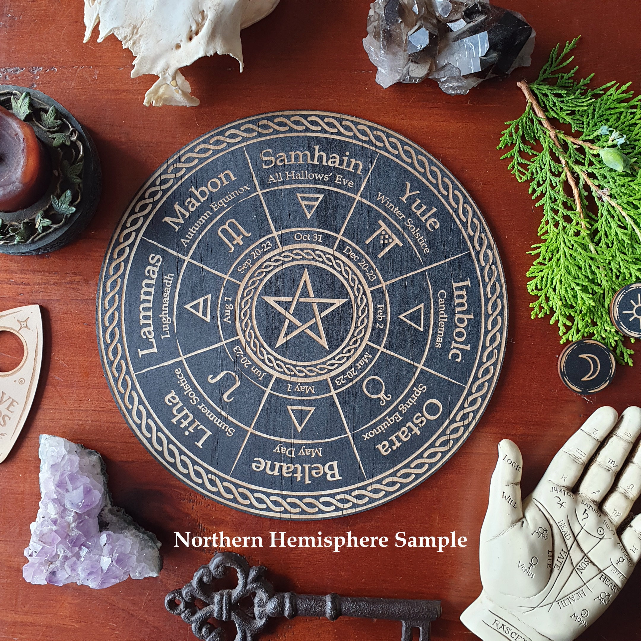 Moon Phase Wheel of the Year // Pagan Witch Calendar Board // | Etsy