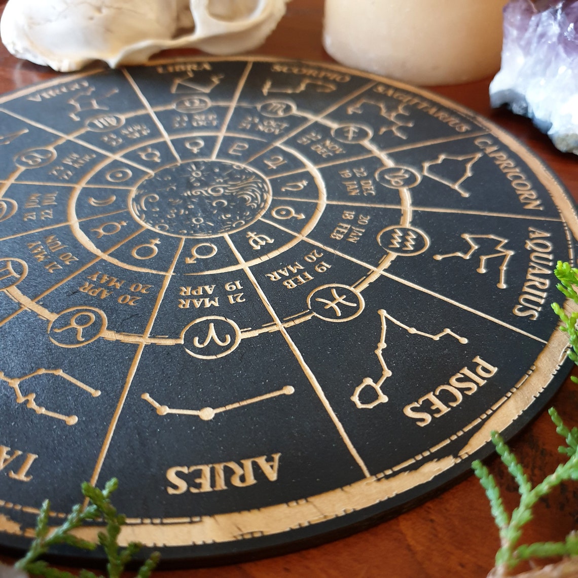 Zodiac Wheel Board // Astrology Guide // Magickal Decor - Etsy