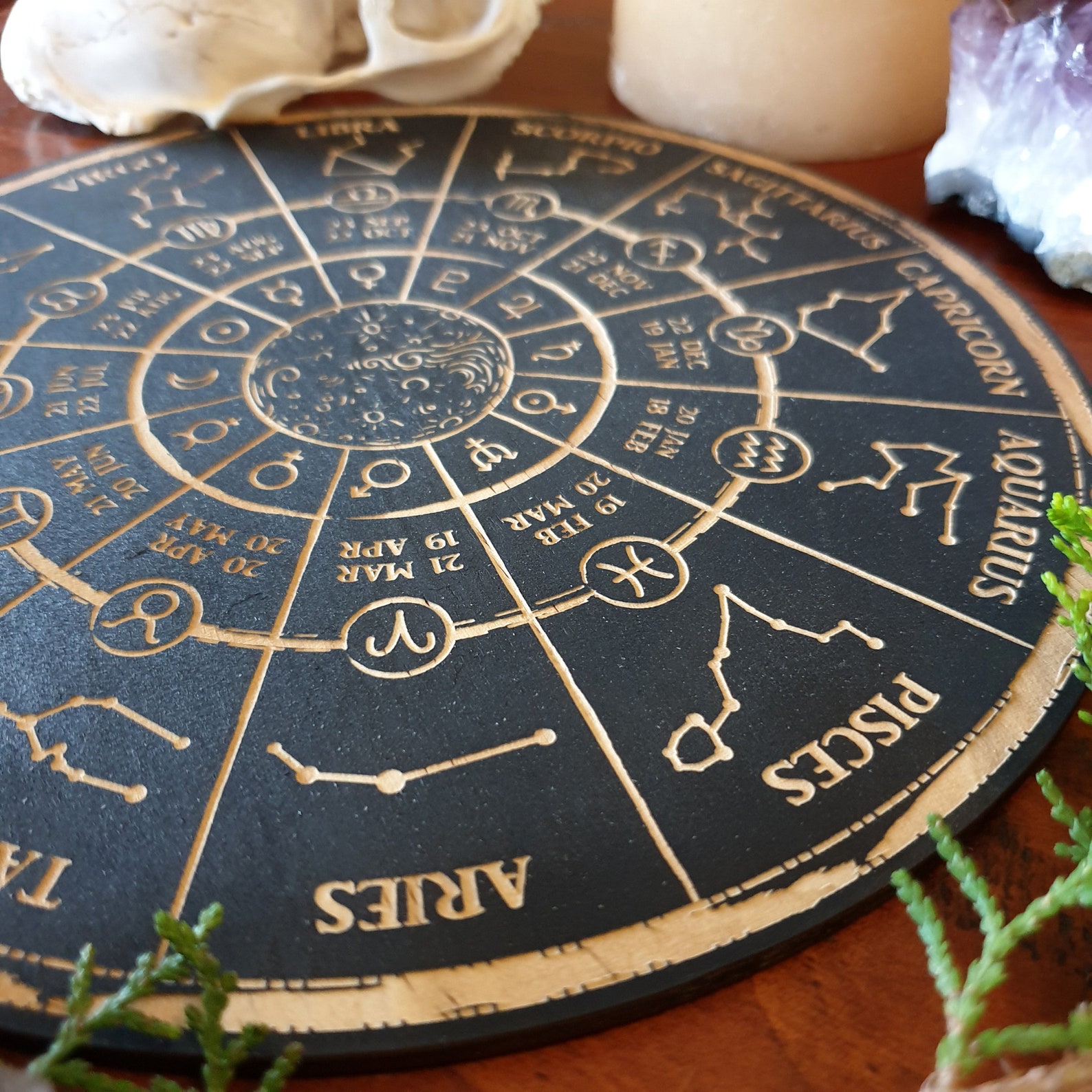 Zodiac Wheel Board // Astrology Guide // Magickal Decor - Etsy