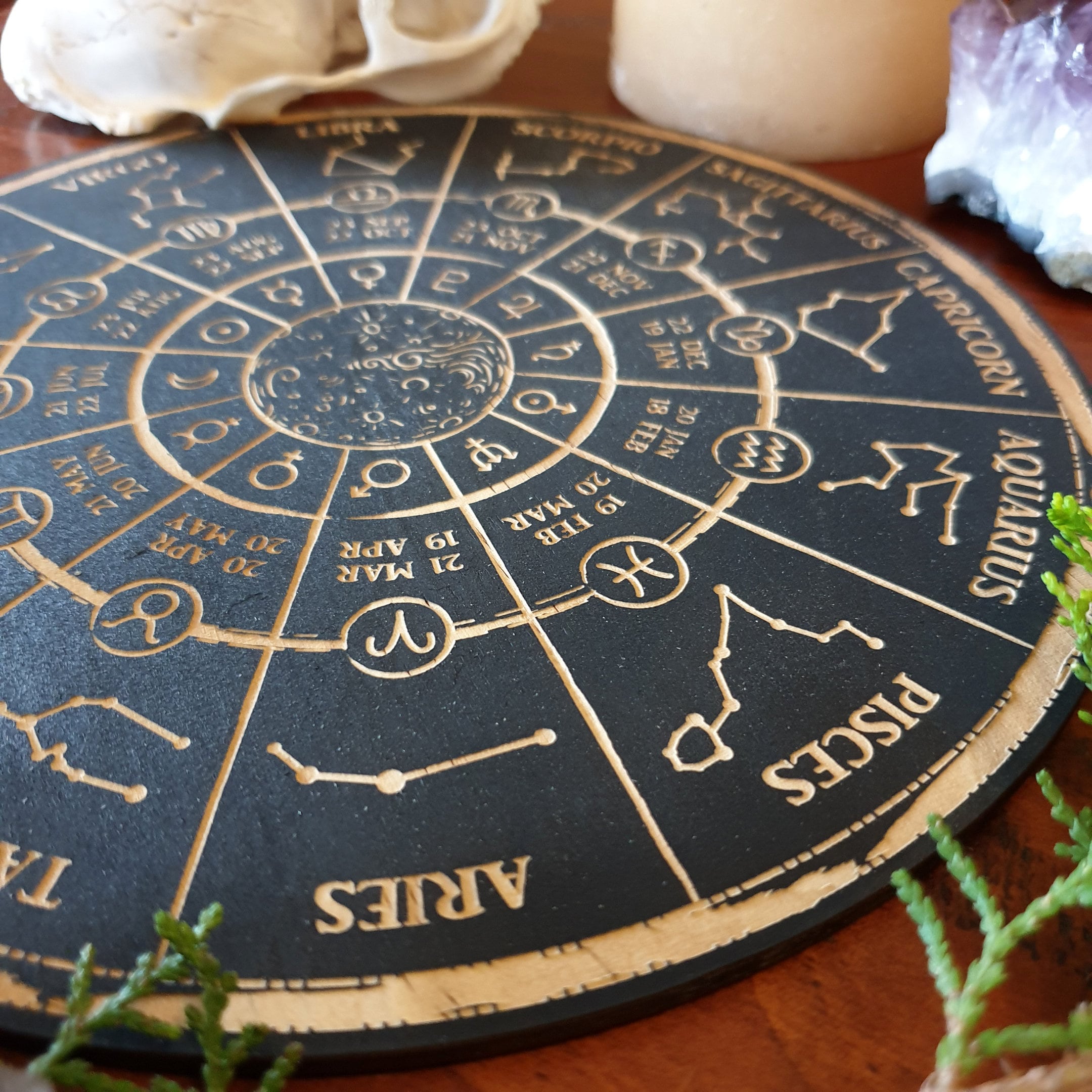 Zodiac Wheel Board // Astrology Guide // Magickal Decor - Etsy