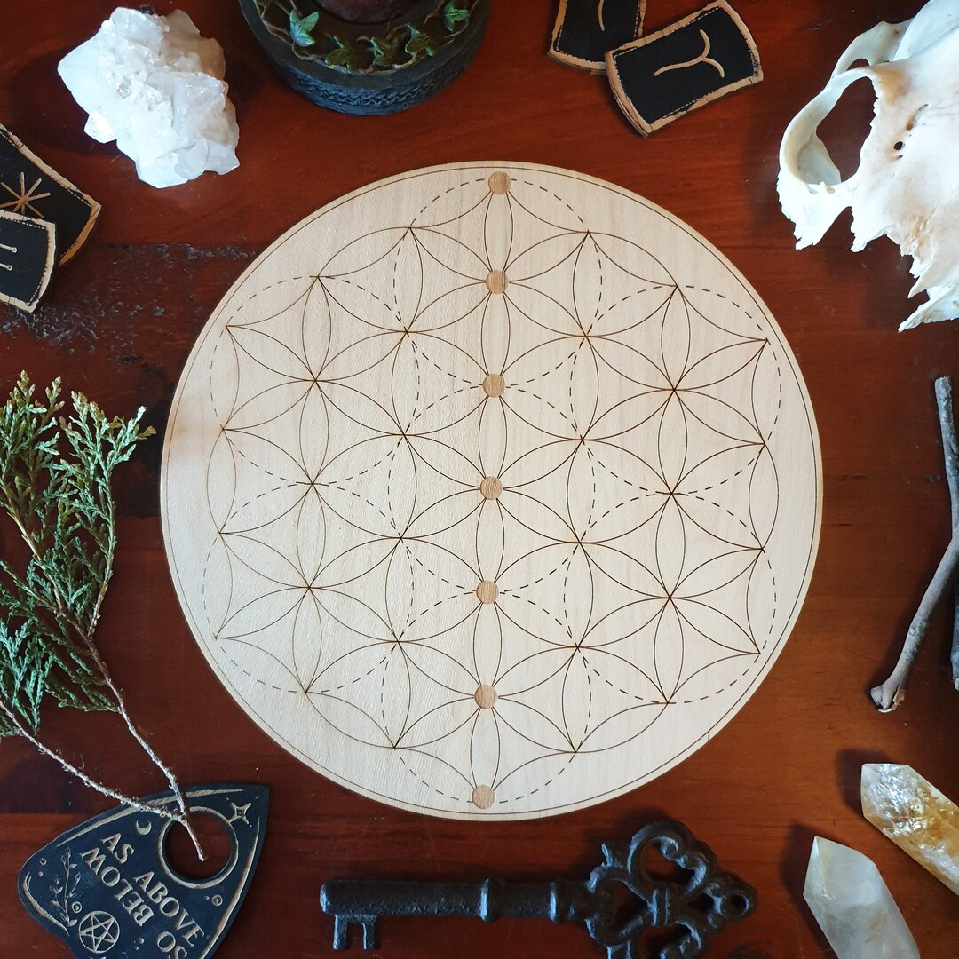 Chakra Seed of Life Crystal Grid // Laser Engraved Sacred Geometry Grid ...