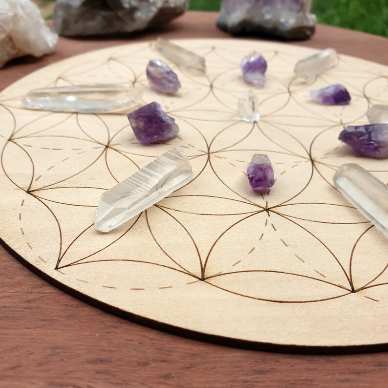 Seed of Life Crystal Grid // Laser Engraved Sacred Geometry | Etsy