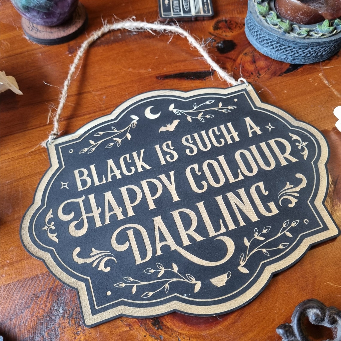 Black is Such A Happy Colour Sign // Morticia Addams Decorative Sign - Etsy