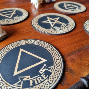 Set of 5 Element Altar Tiles // Laser Engraved Wooden Tile Set ...