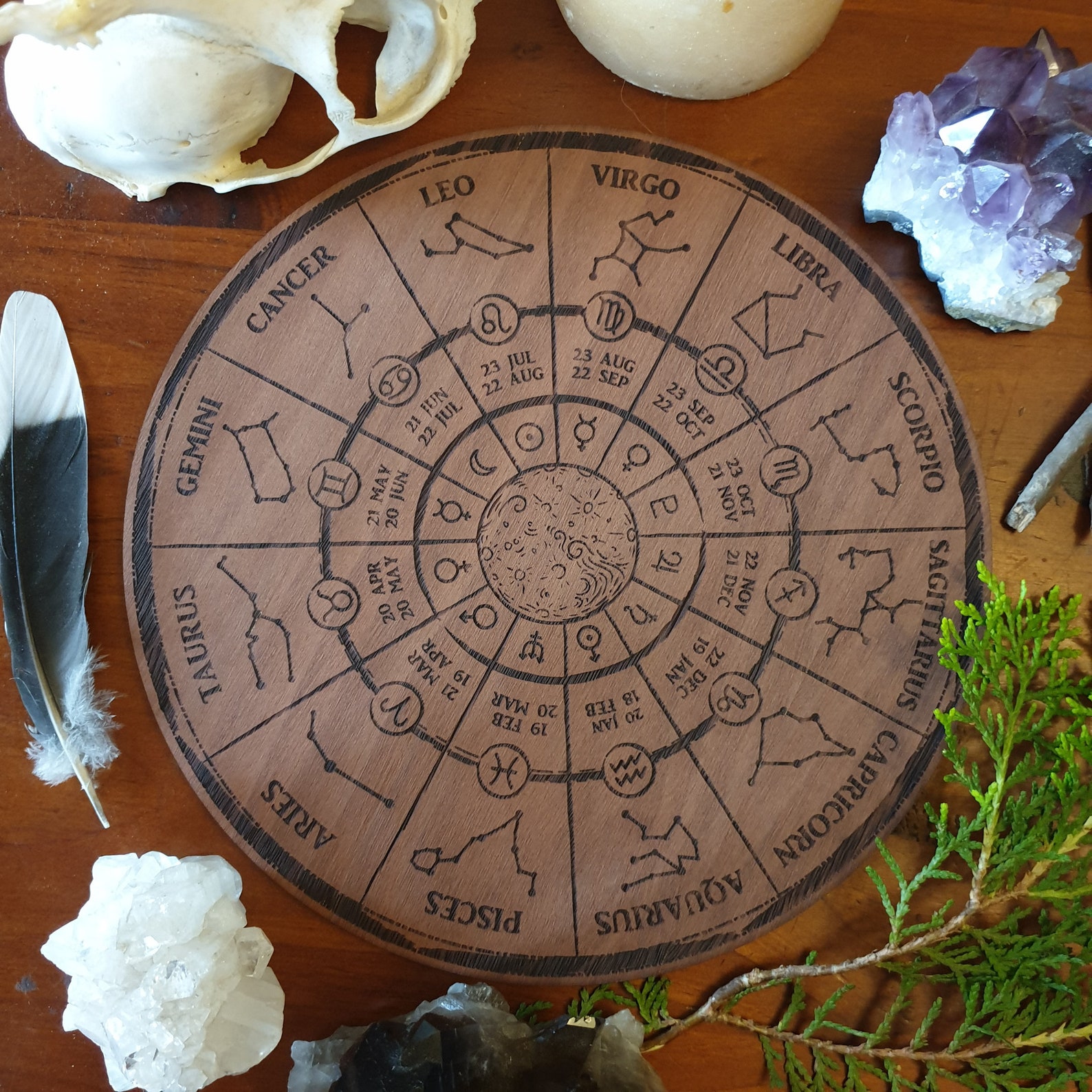 Zodiac Wheel Board // Astrology Guide // Magickal Decor - Etsy