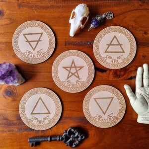 Set of 5 Element Altar Tiles // Laser Engraved Wooden Tile Set ...