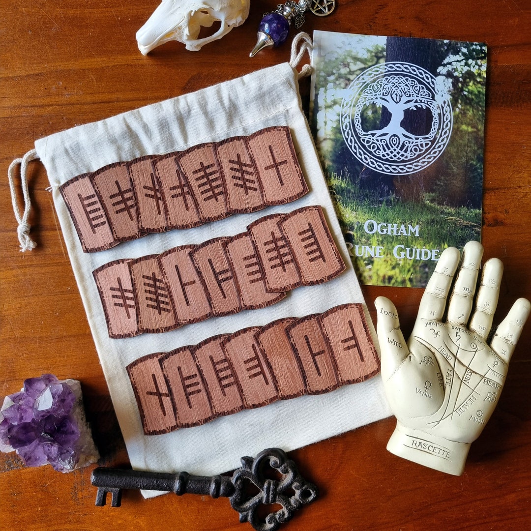Ogham Stave Set // Laser Engraved Runes // Irish Celtic Divination Tile ...