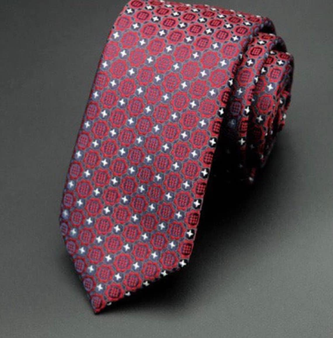 Men's Red Business Tie Casual Work Interview Party Gift Necktie Elegant ...