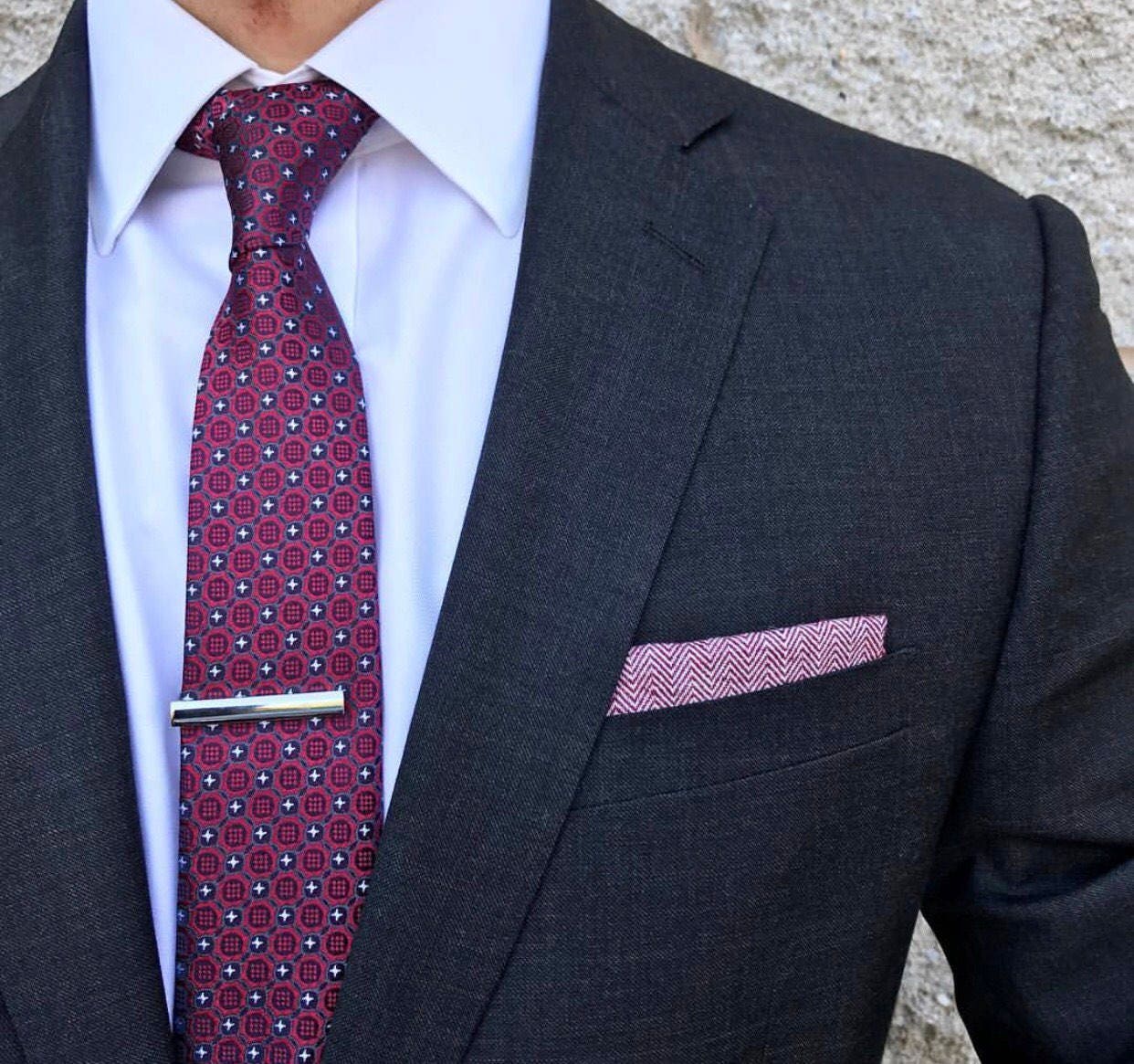 Men's Red Business Tie Casual Work Interview Party Gift Necktie Elegant ...