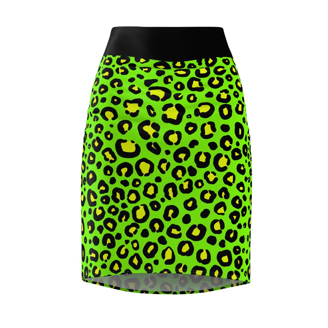 Leopard Print Neon Green and Neon Yellow Pencil Skirt Cheetah - Etsy