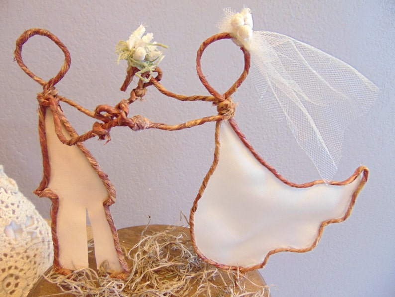 Wire Wedding Couple Cake Topper With Clothes ~ Unique Cake Topper ...