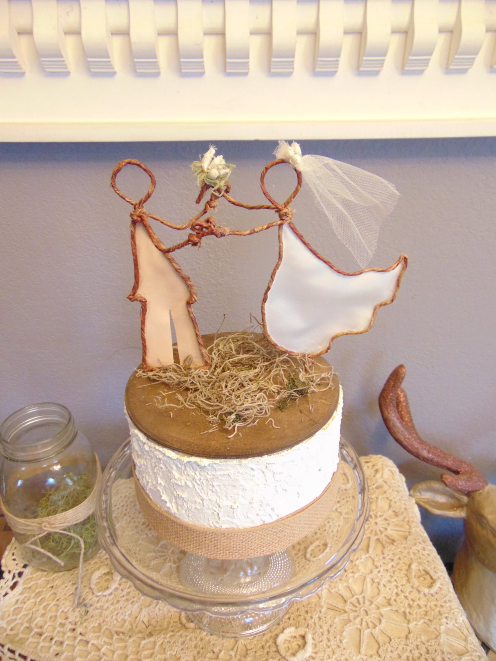 Wire Wedding Couple Cake Topper With Clothes ~ Unique Cake Topper ...