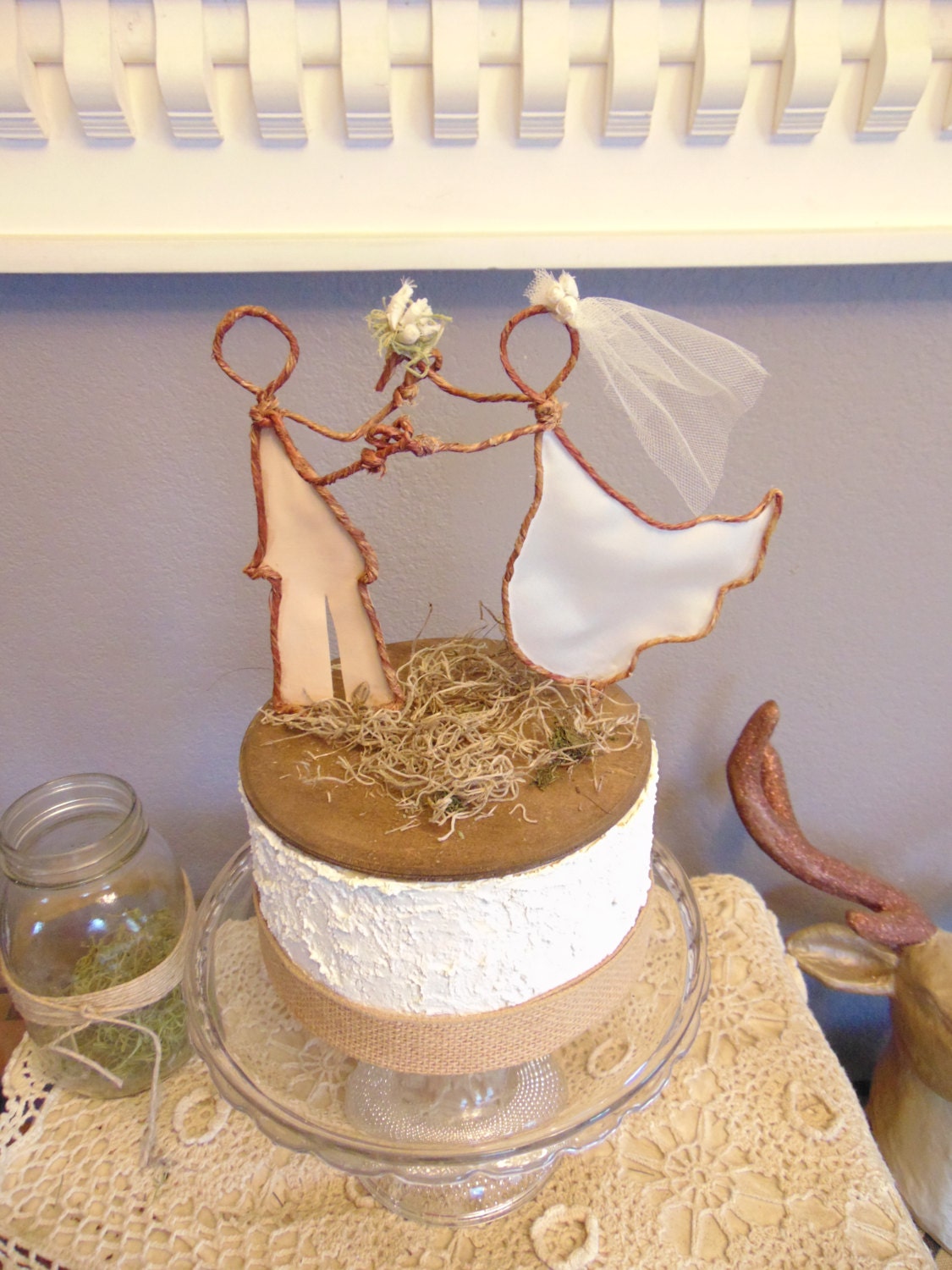 Wire Wedding Couple Cake Topper With Clothes ~ Unique Cake Topper ...