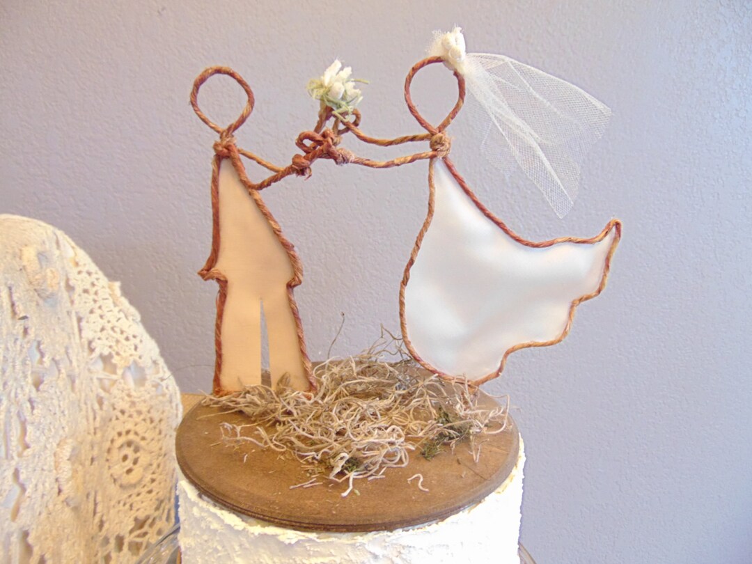 Wire Wedding Couple Cake Topper With Clothes ~ Unique Cake Topper ...