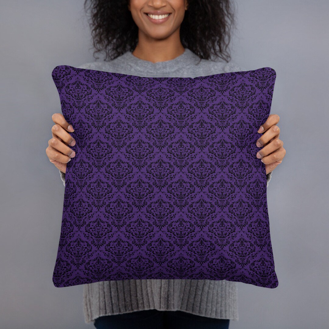 Purple Devil Damask Throw Pillow - Etsy