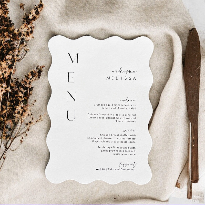 Wedding Menu - Etsy UK