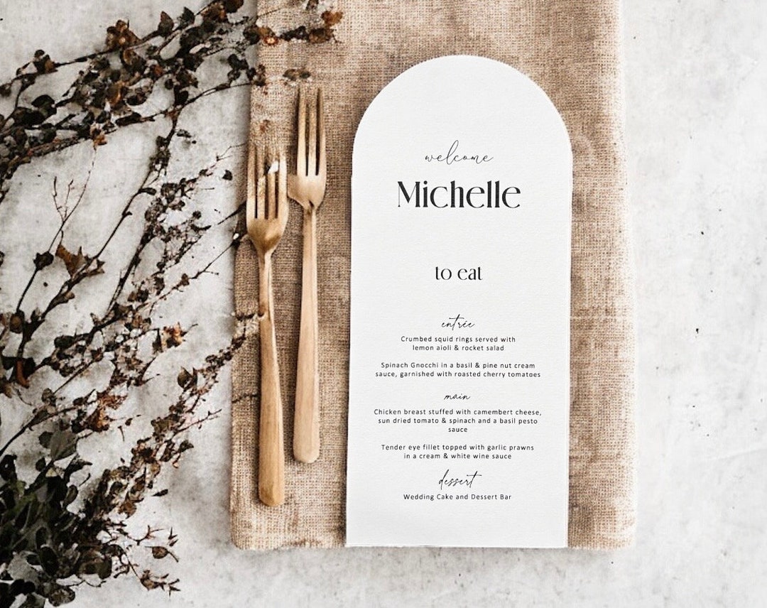 ARCH MENU. Printed Personalised Menu for Your Wedding or Event ...