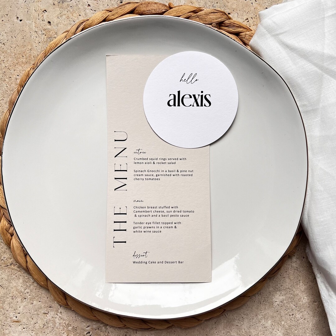 Printed Menu Placecard, Table Decor, Placecards, Wedding Stationery ...