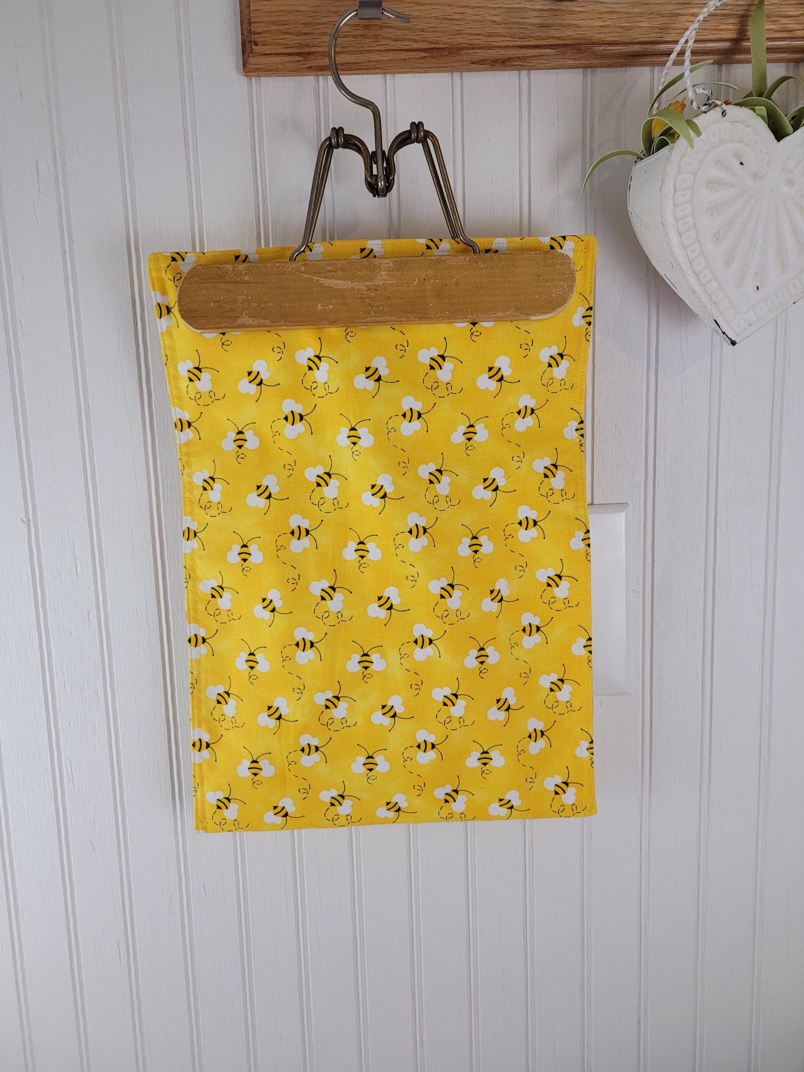 Handmade Cotton Clothespin Bag With Wooden Hanger - Etsy