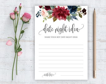 Printable Date Night Cards Printable Bridal Shower Game Date