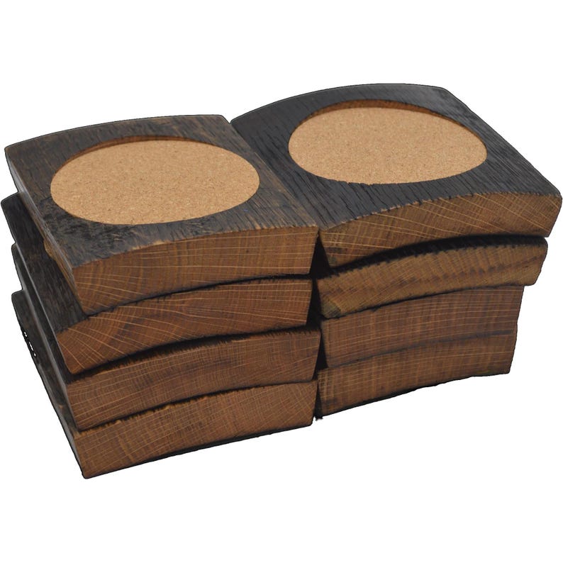 Oak Bourbon Barrel Stave Coaster Set of 4, 8 or 12- Personalized ...