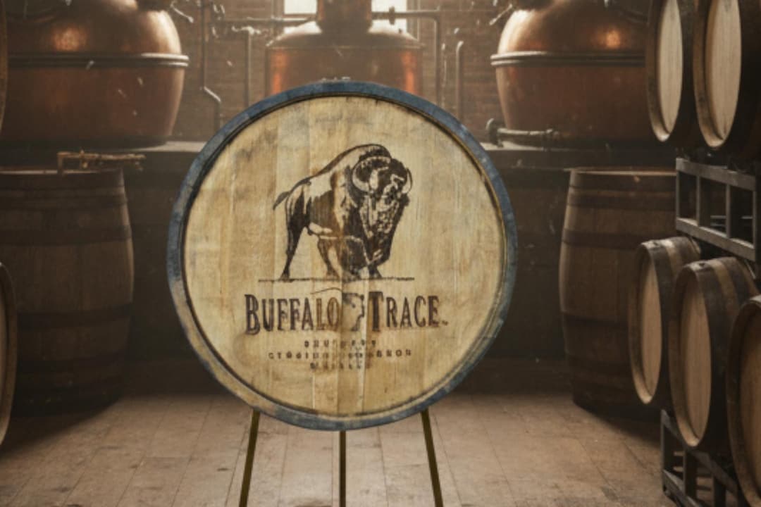 Buffalo Trace Bourbon Whiskey Barrel Head/lid With Metal Ring and Stave ...