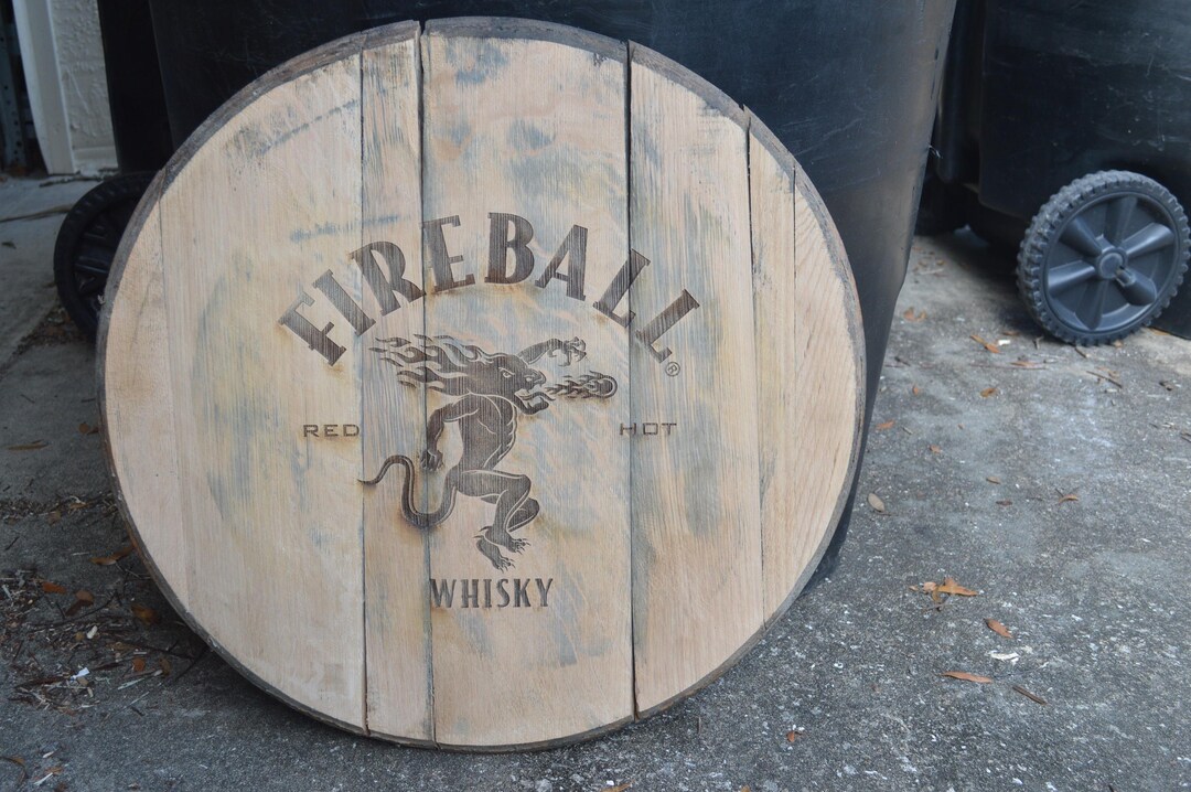 Fireball Whisky on a Barrel Head/lid - Etsy