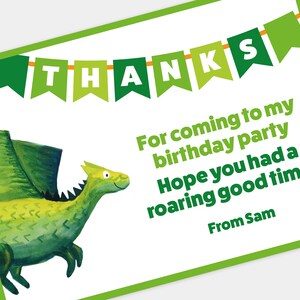Dragon Thank You Card, Printable Party Thank You Card for Childrens ...