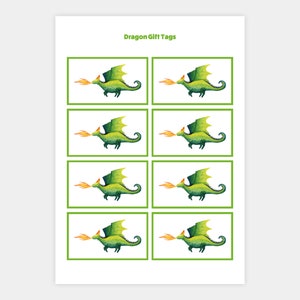 Printable Dragon Gift Tags, Birthday Party Favour Tags - Etsy