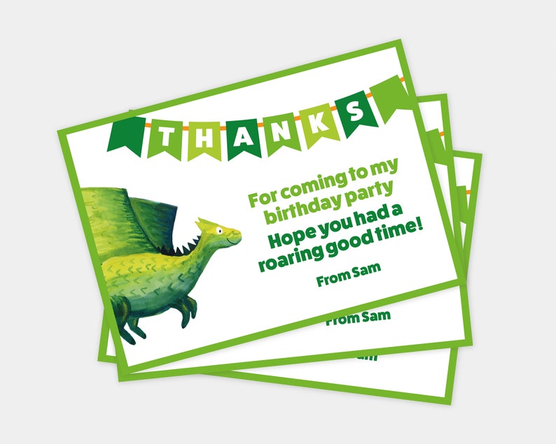 Dragon Thank You Card, Printable Party Thank You Card for Childrens ...